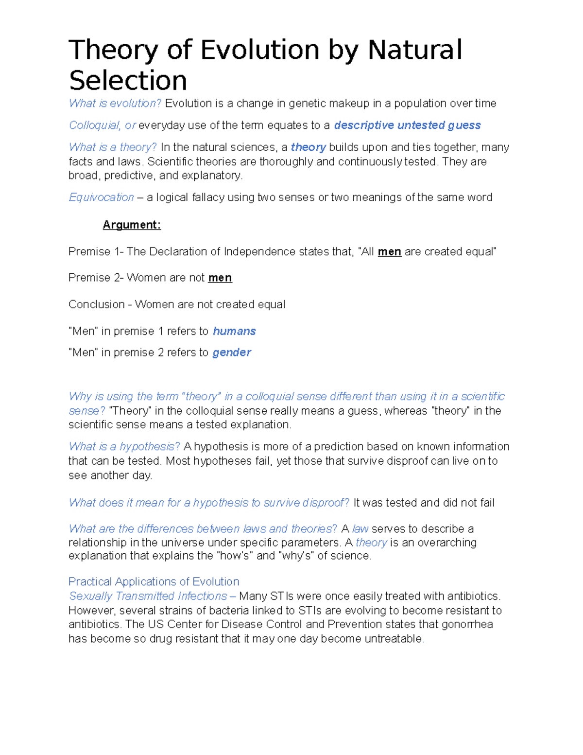 Evolution - Scientific theories are thoroughly and continuously tested ...