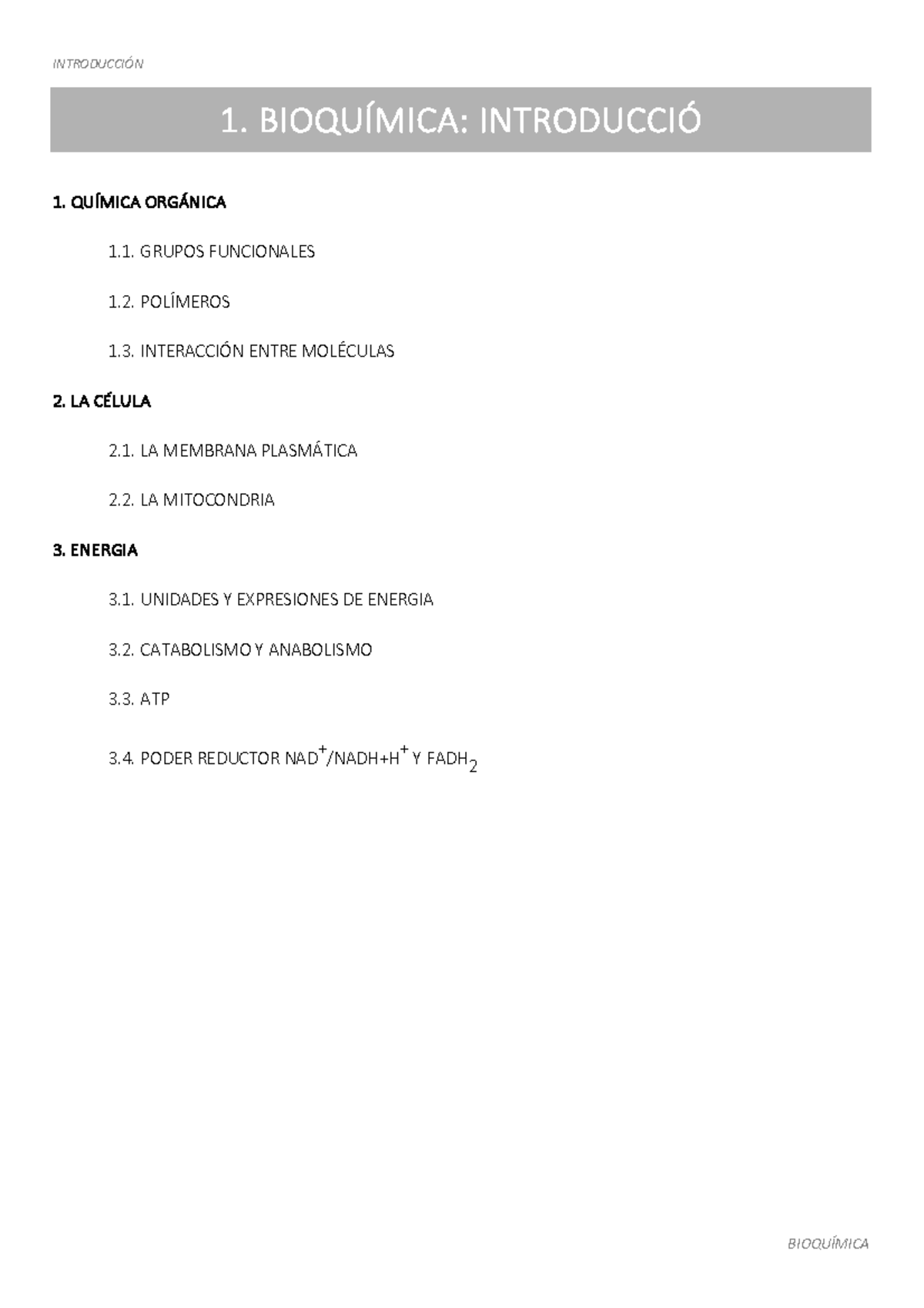 Tema 1: Introducción (bioquímica) [Castellano] - INTRODUCCIÓN ...