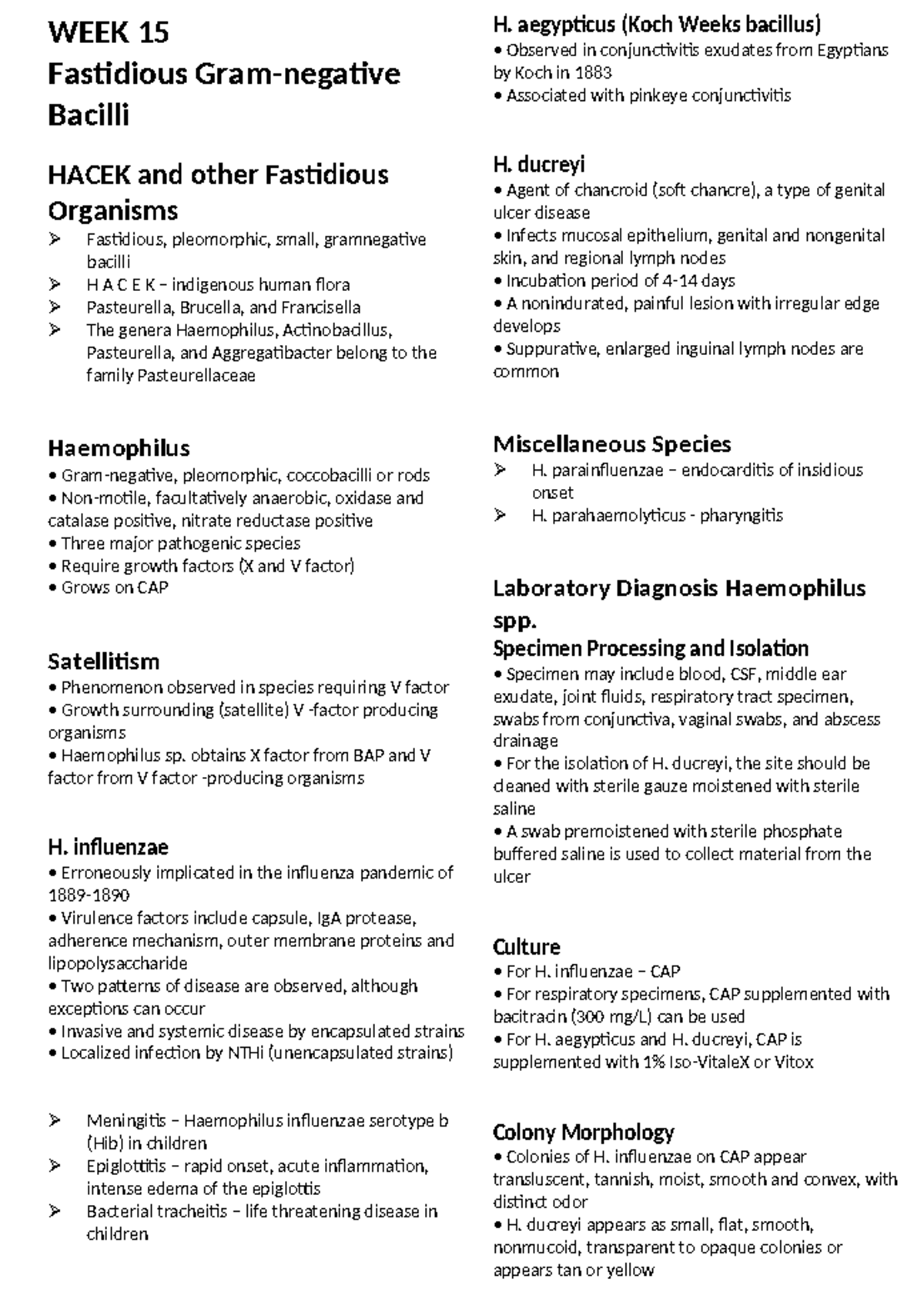WEEK 15 non fastidious - bact311 - WEEK 15 Fastidious Gram-negative ...