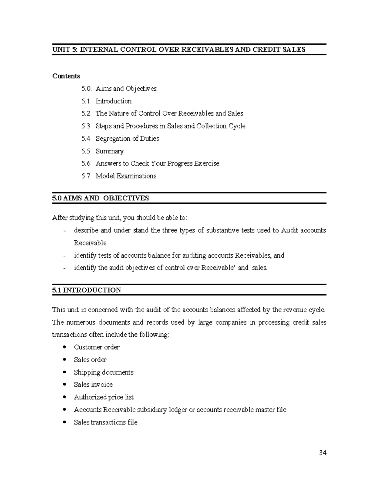 Chapter 5 - short and precise note - UNIT 5: INTERNAL CONTROL OVER ...