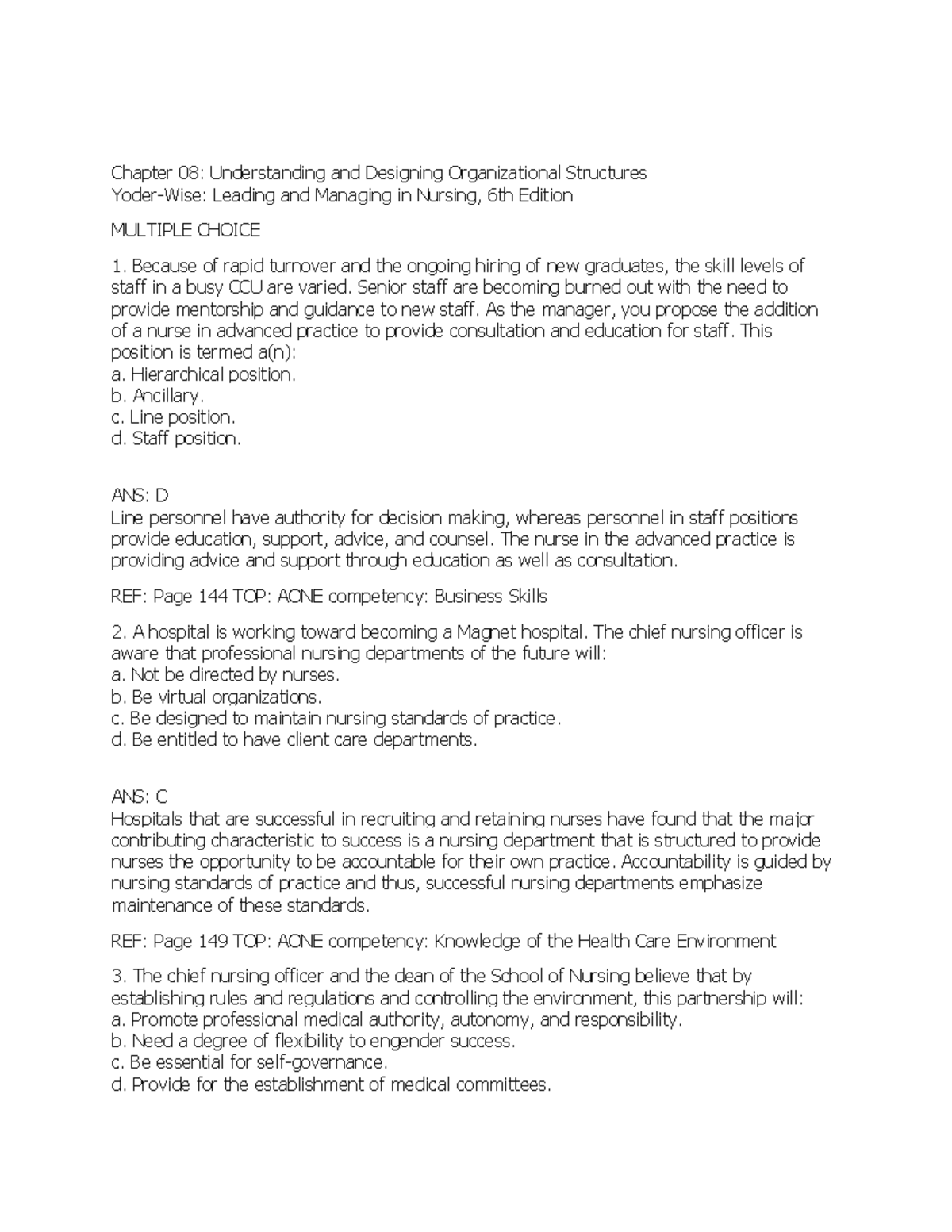 Chapter 8 - questions - NUR 242 - RCC - Studocu