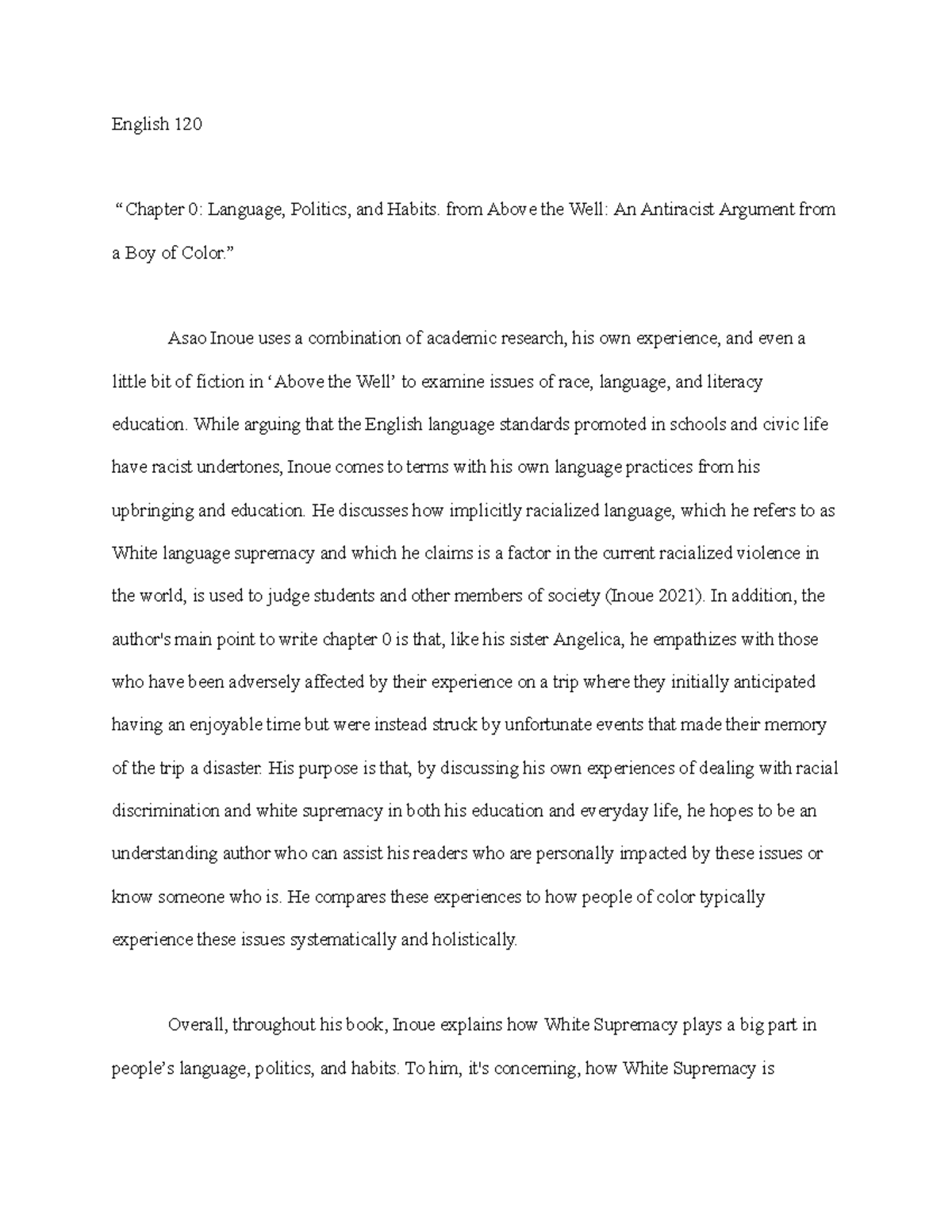 “Chapter 0: Language, Politics, and Habits. from Above the Well: An ...