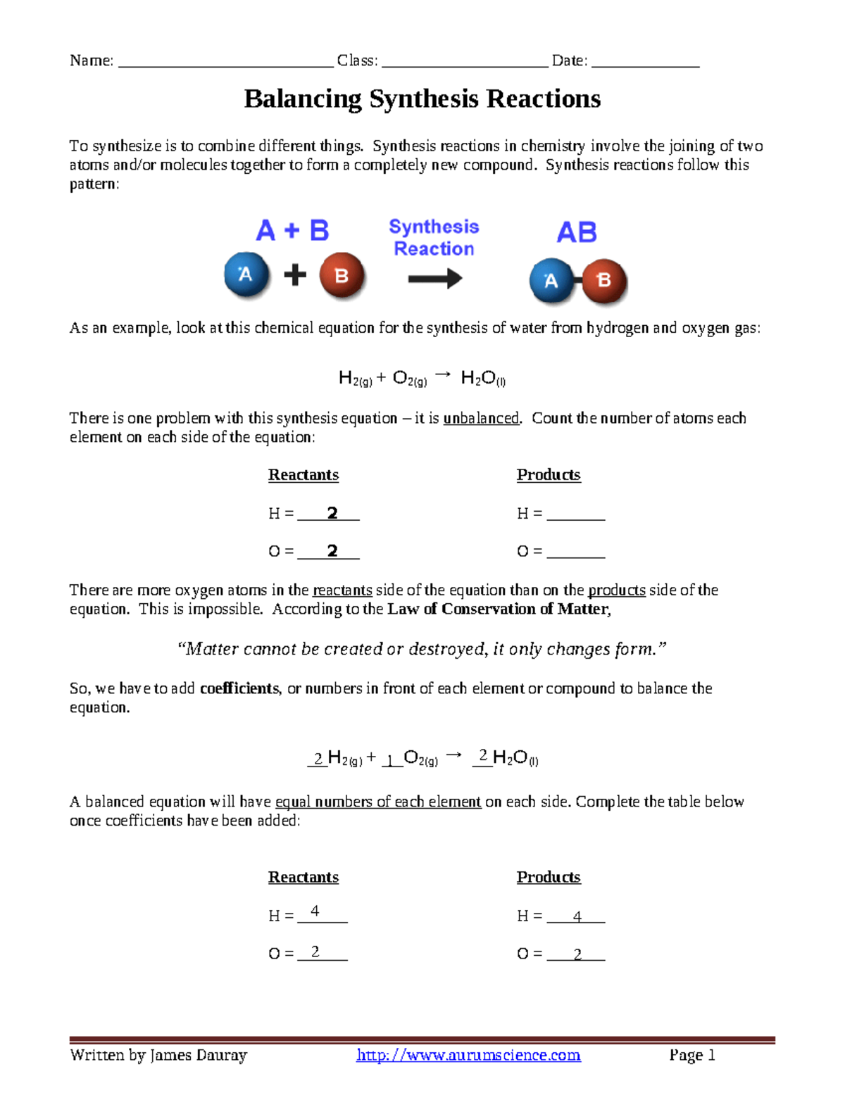 01 - Synthesis Reactions.docx Completed - Name ...