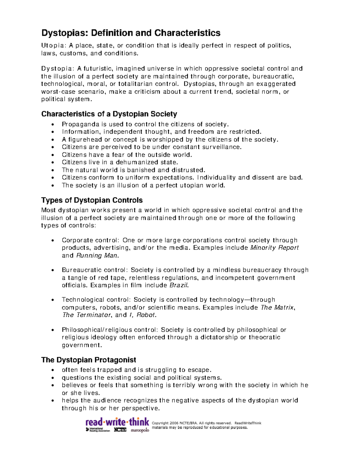 Dystopian Novel Orwell - Dystopias: Definition and Characteristics ...