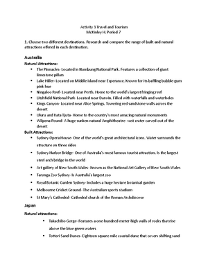 (3)AICE Travel and Tourism Key 1 - AICE Travel and Tourism McKinley H ...
