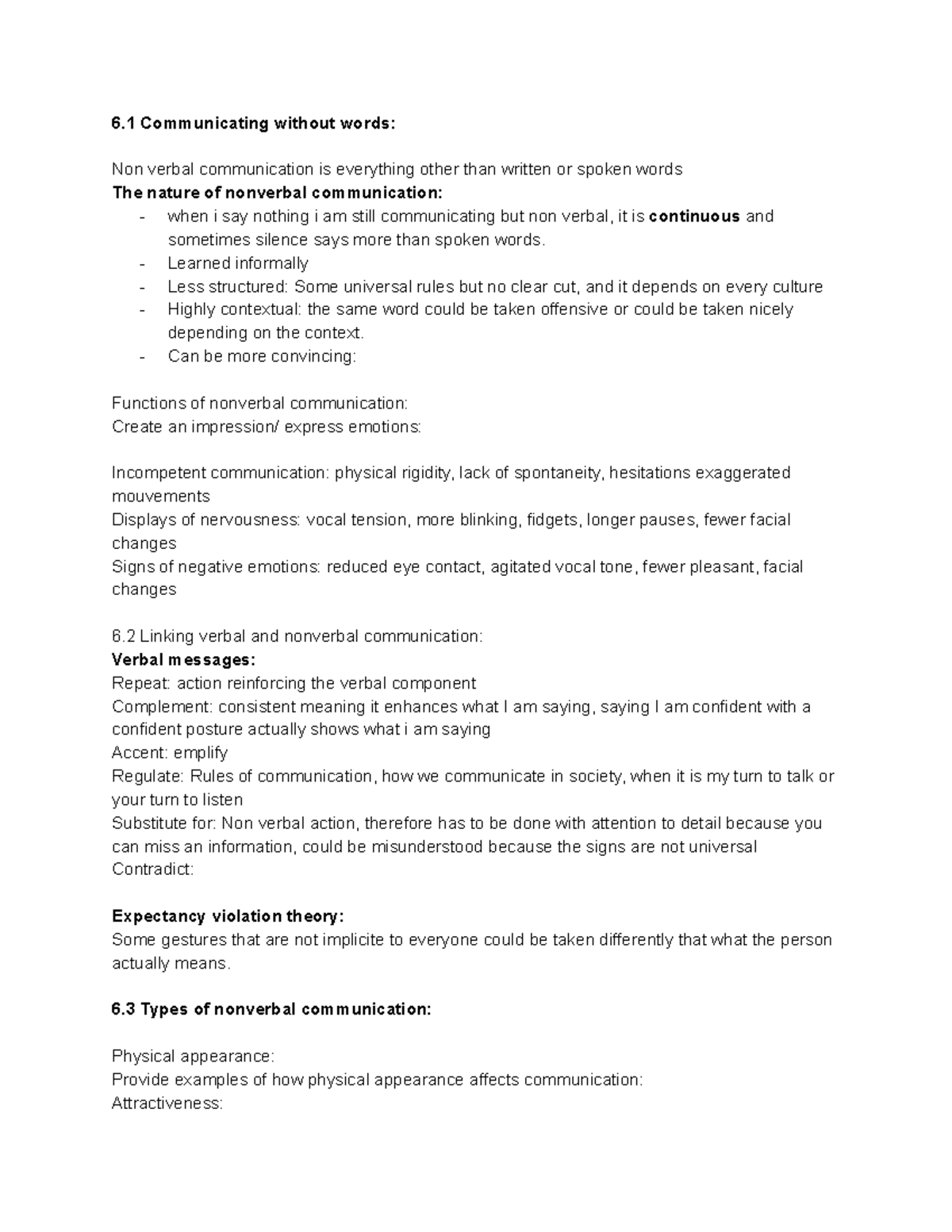 Chapter 6 nonverbal communication HSS2102 lecture notes - 6 ...