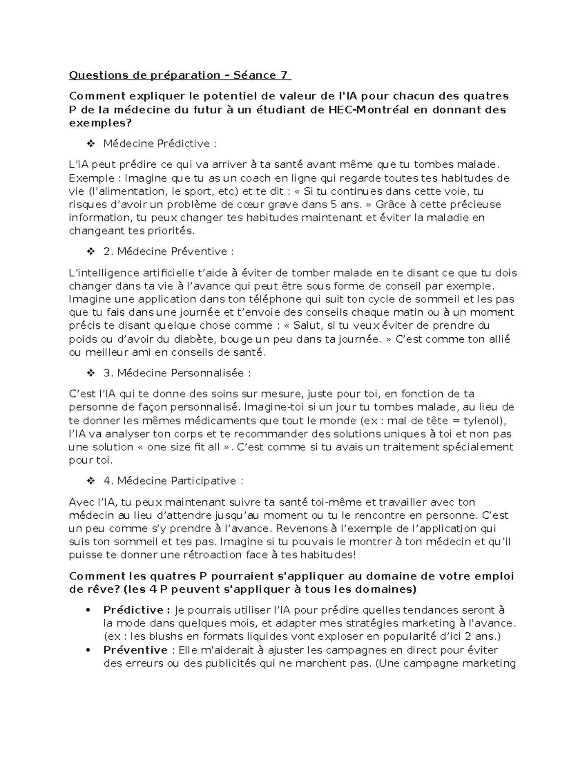 Questions de préparation - Séance 7 - Questions de préparation – Séance ...