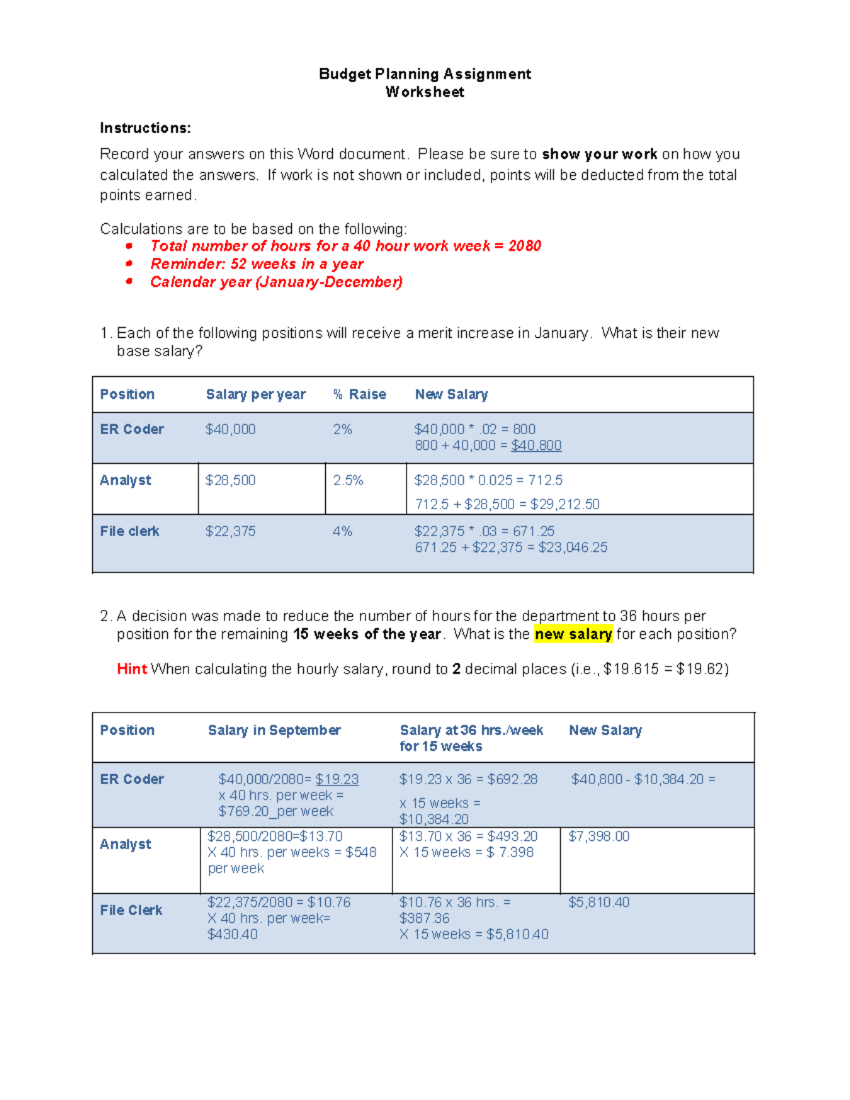 Budget Planning Assignment Worksheet-1 - Budget Planning Assignment ...