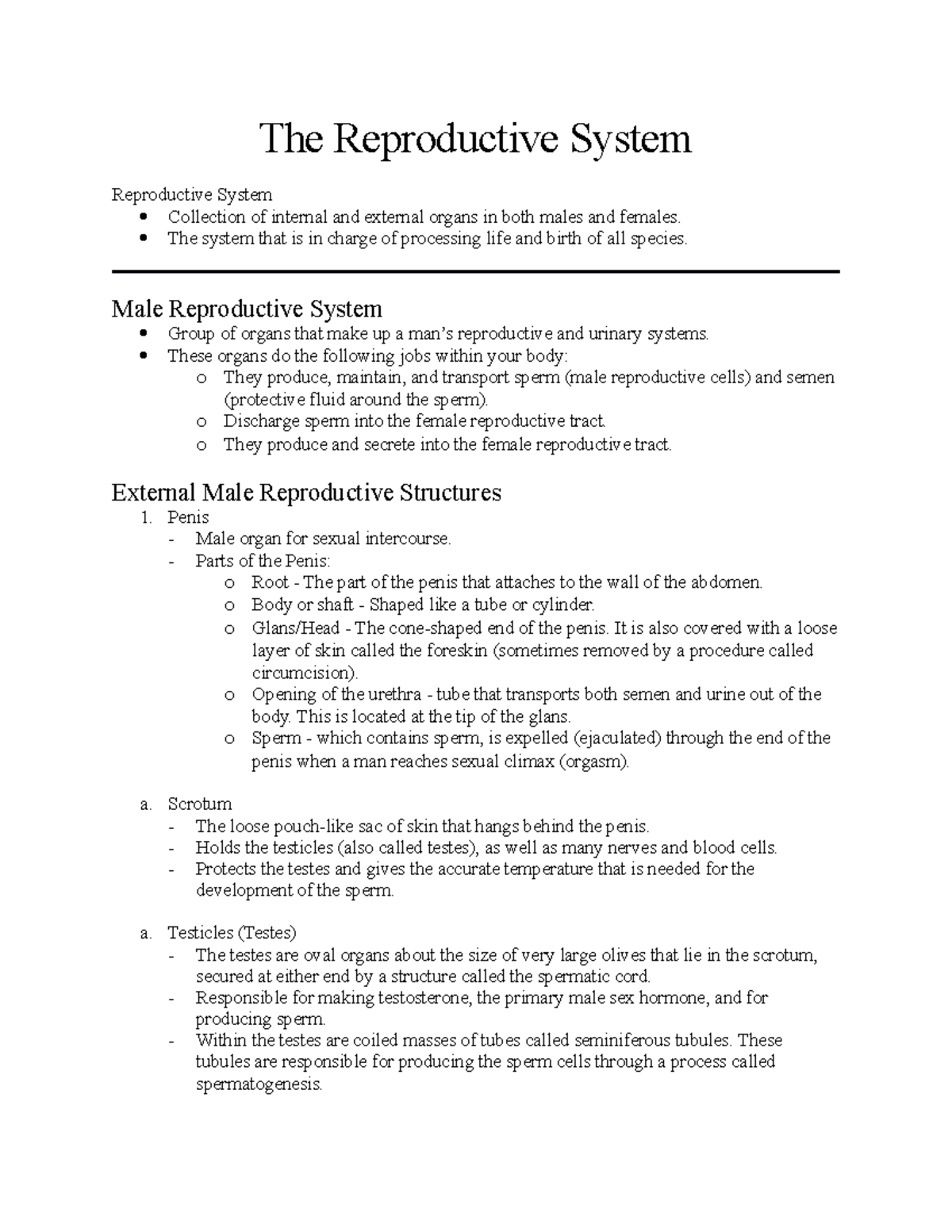 Grade 10 Science Summary Notes: The Reproductive System - The ...