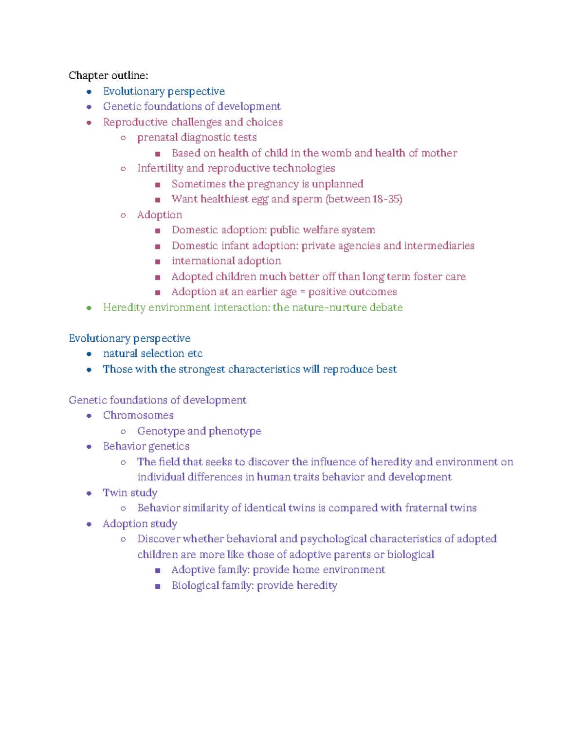 Lifespan development chapter 2 - Chapter outline: Evolutionary ...