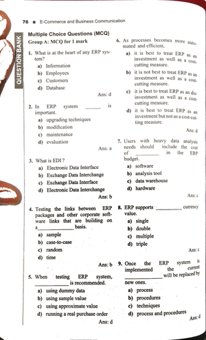 Digital payment MCQ - E-commerce & Business Communication - Studocu