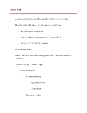 STCO 372 Chapter Summaries - STCO 372 Chapter Summaries Chapter 1 ...