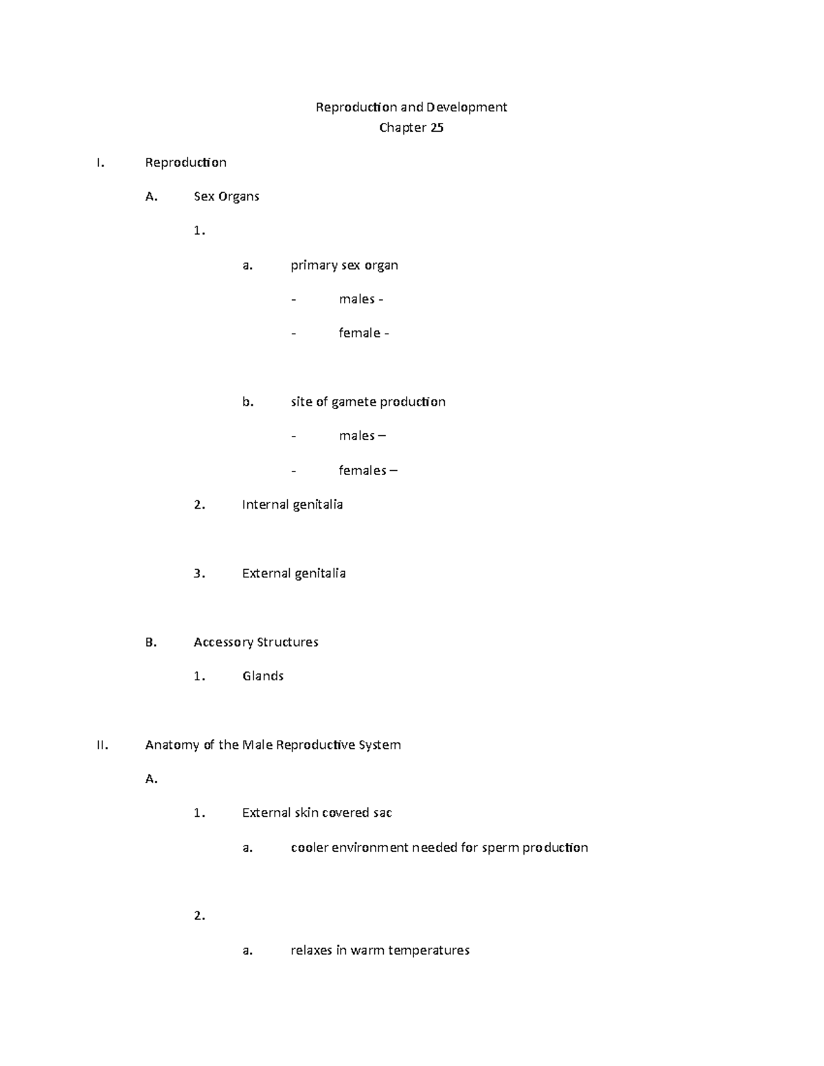 231Chapter 25 Lecture Outline wo-1 - Reproduction and Development ...