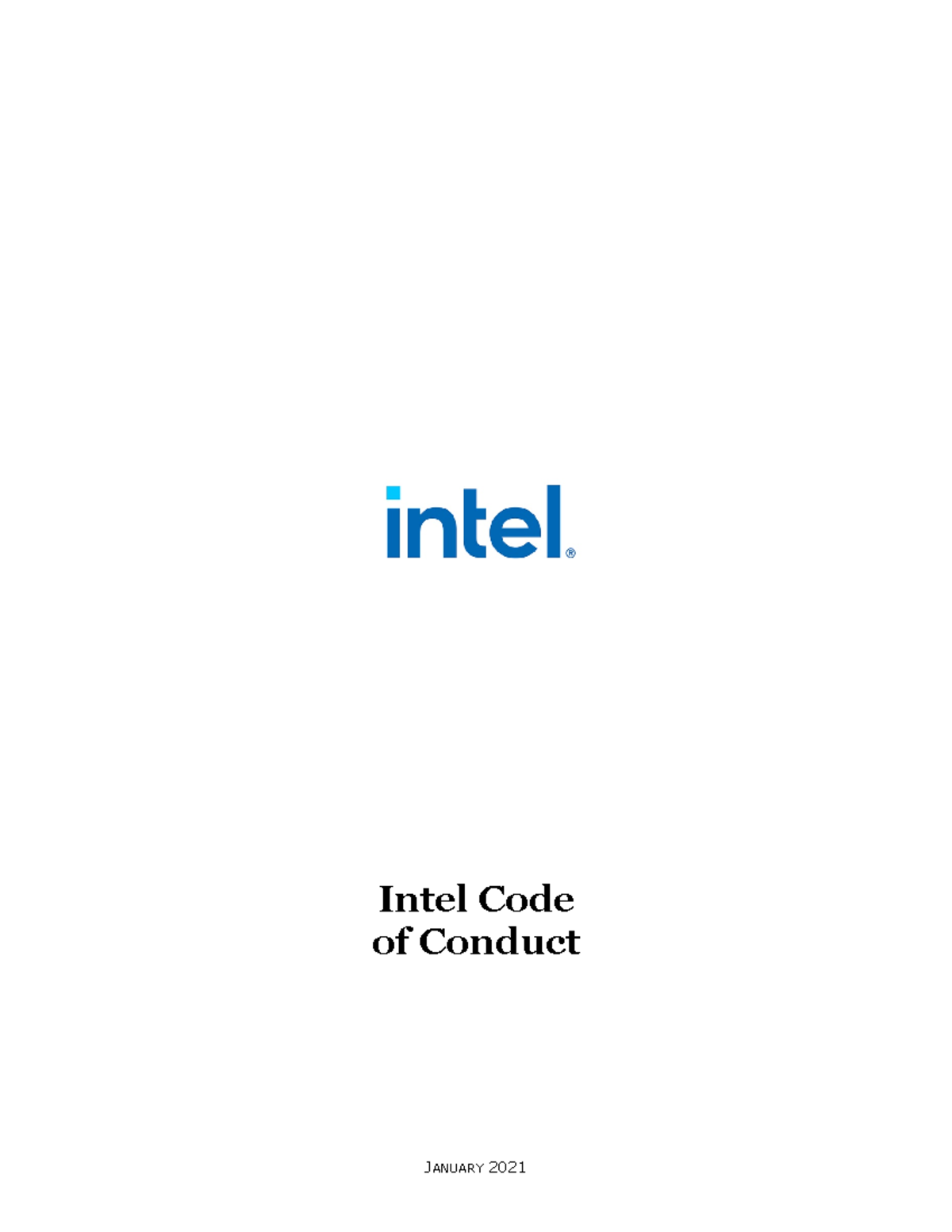 Final code-of-conduct-eng - JANUARY 2021 Intel Code of Conduct JANUARY ...