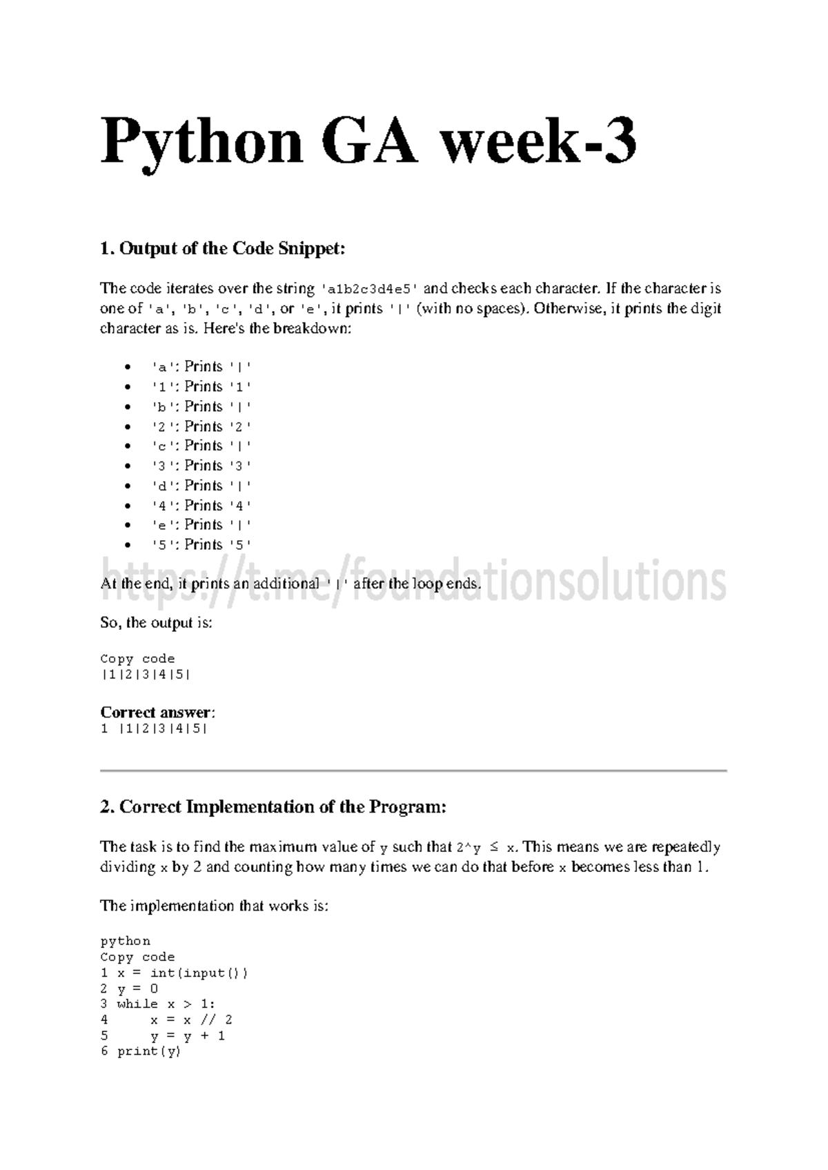 Python GA week-3 - GA SOLUTIONS! - Python GA week- 3 1. Output of the Code Snippet: The code ...