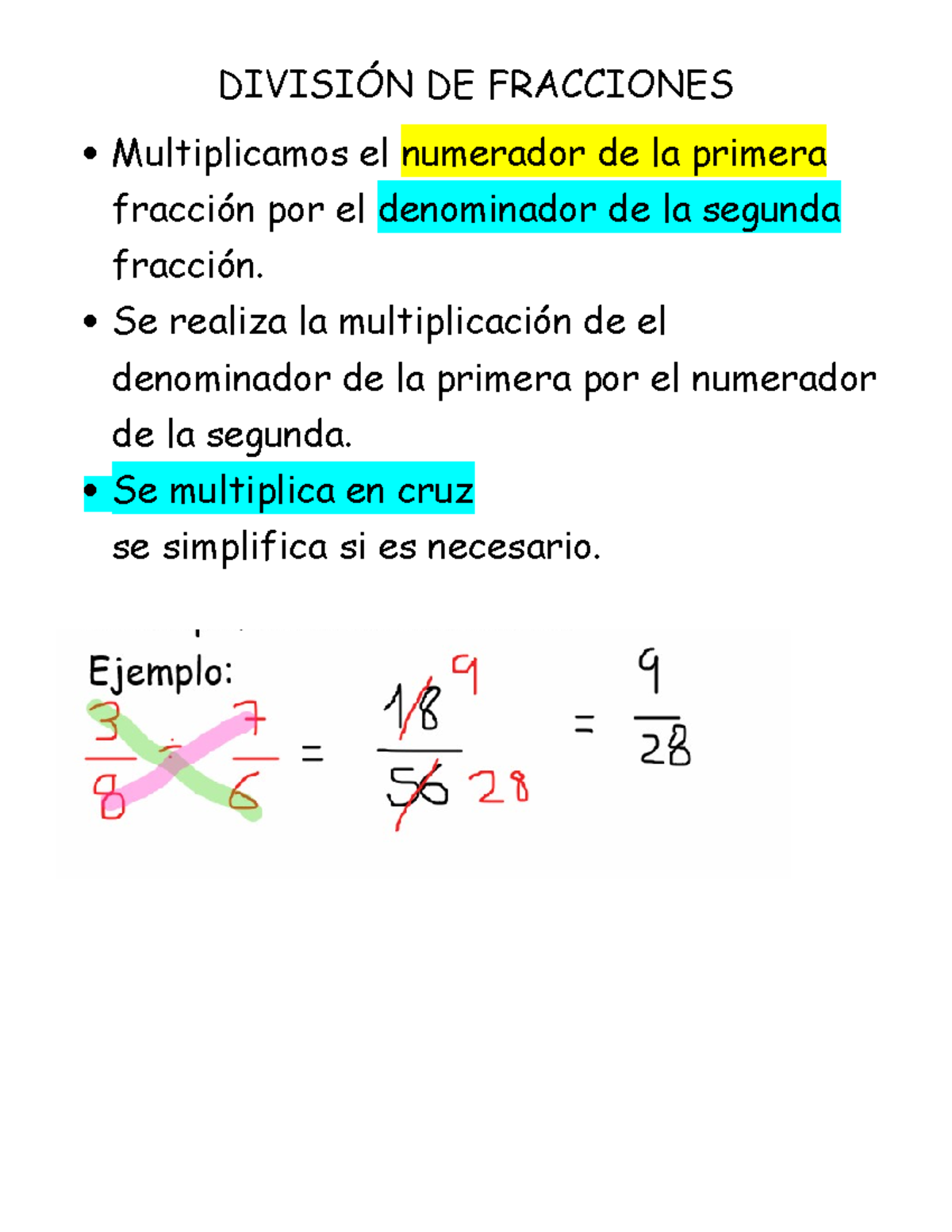 División DE Fracciones - DIVISIÓN DE FRACCIONES Multiplicamos el ...