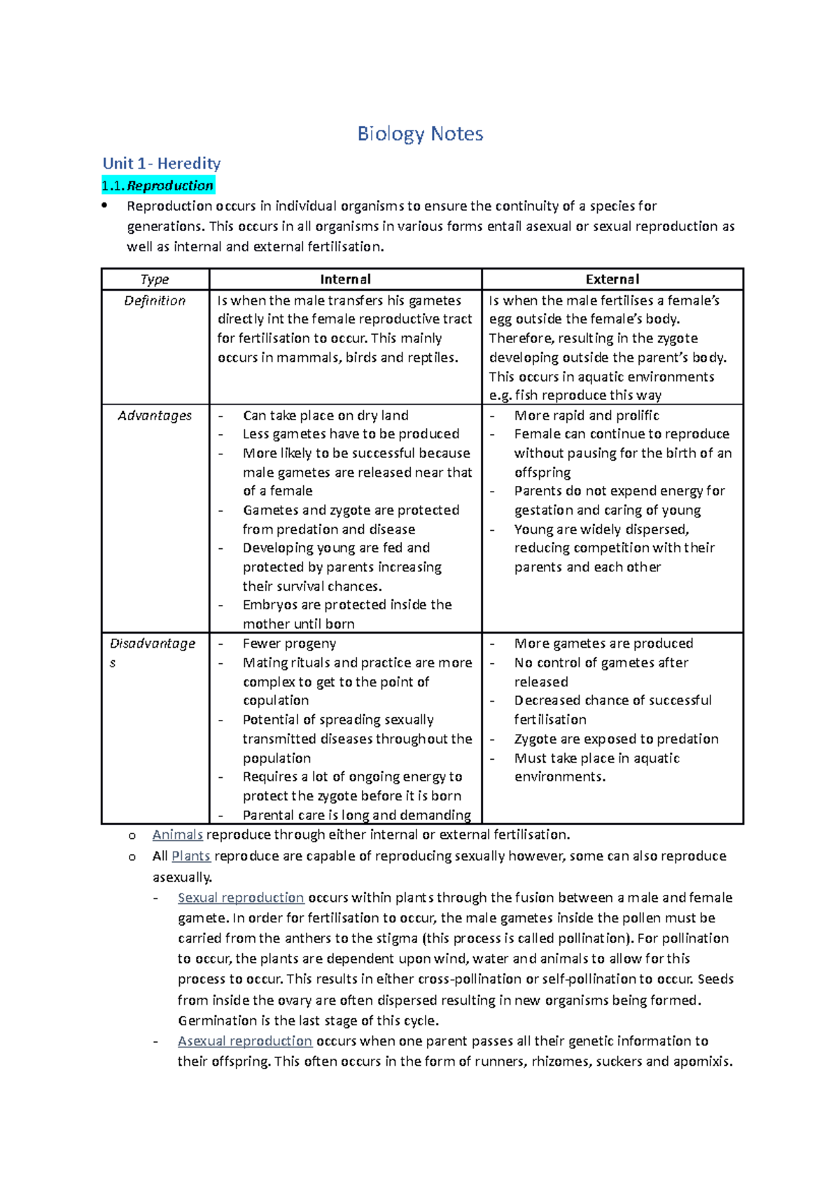 Copy of Biology Notes - cleanse thoroughly with sterile material ...