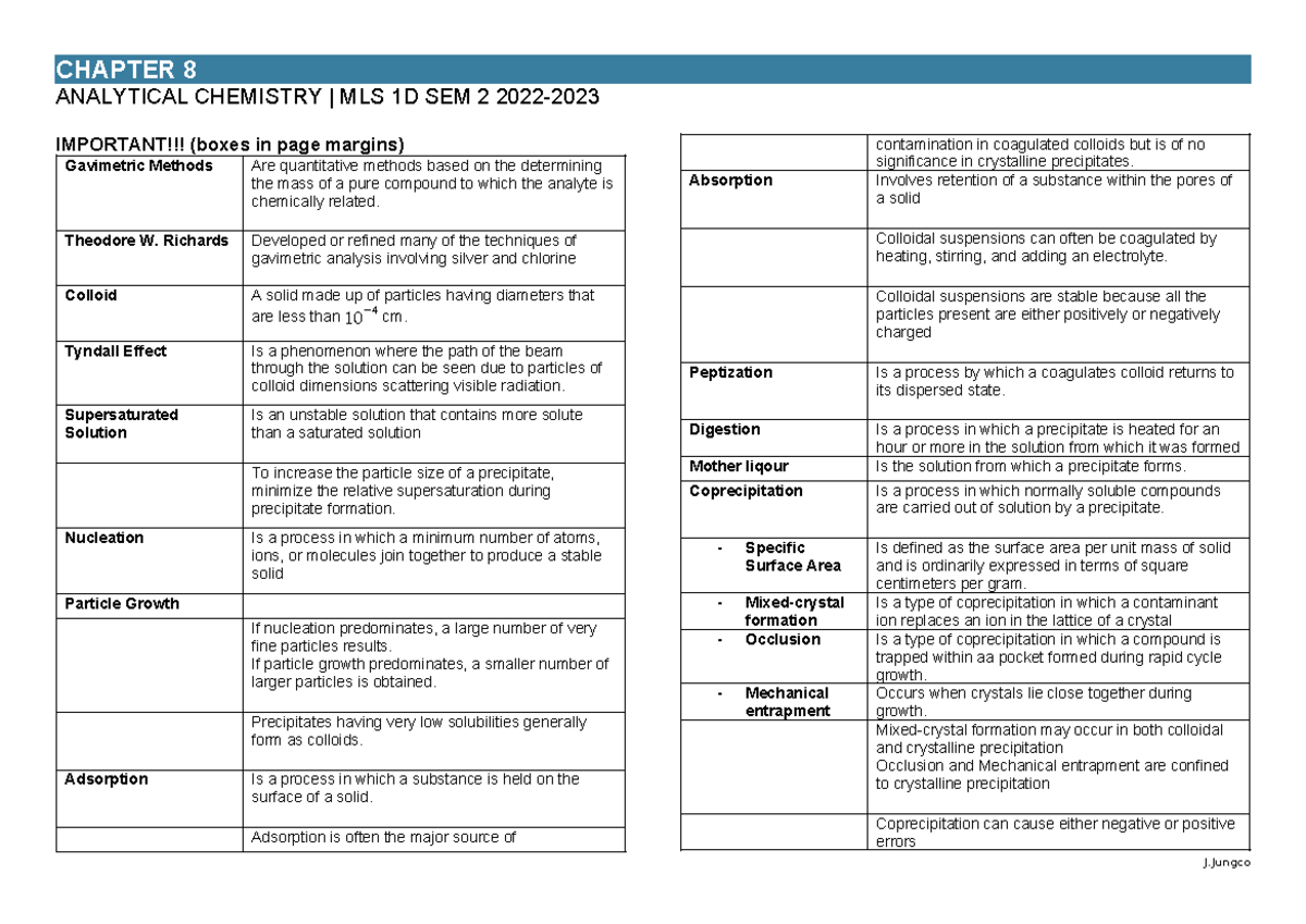 Chapter 8 Anachem Semifinals 2 - CHAPTER 8 ANALYTICAL CHEMISTRY | MLS ...
