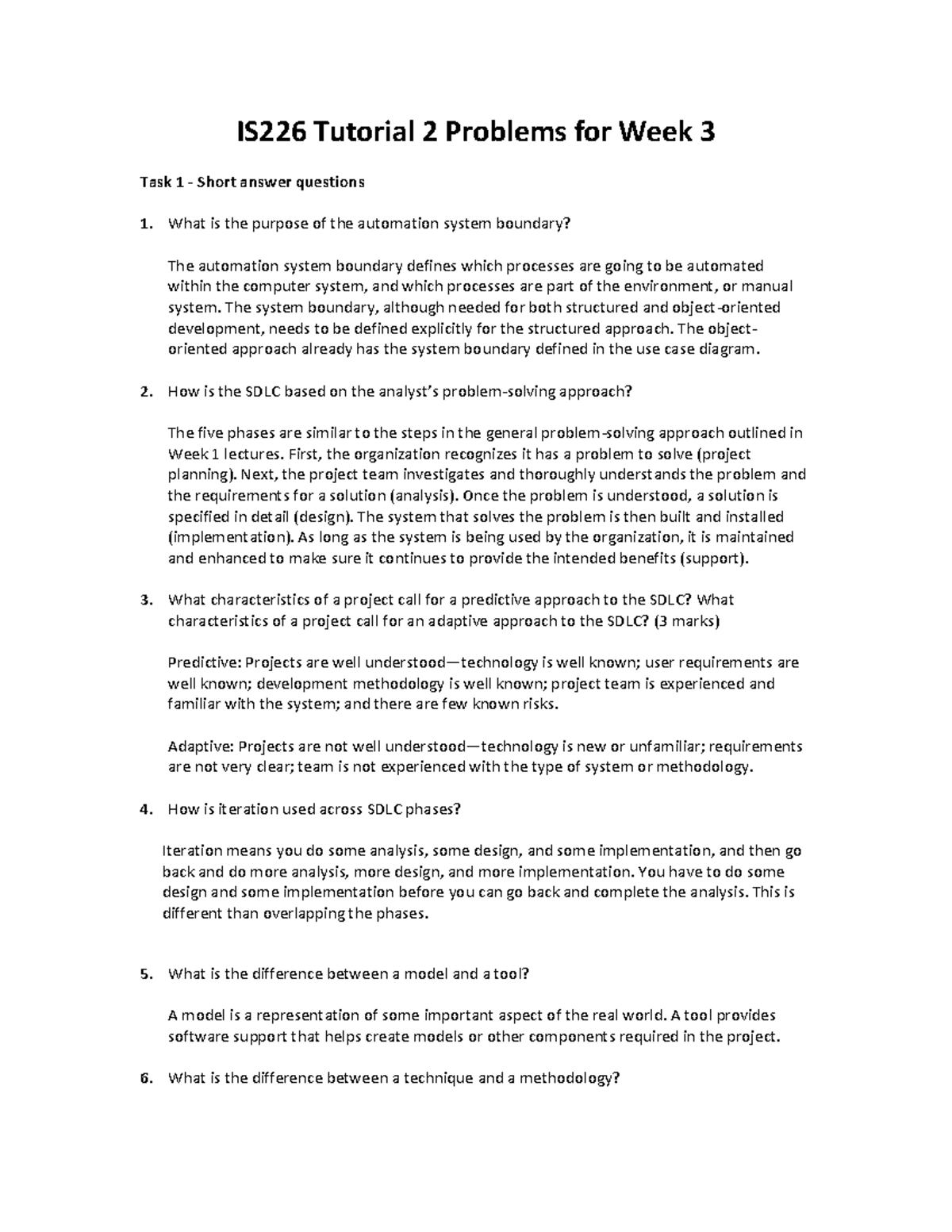 IS226 Wk3 Tut Sols - can be used for revision purpose - IS226 Tutorial ...
