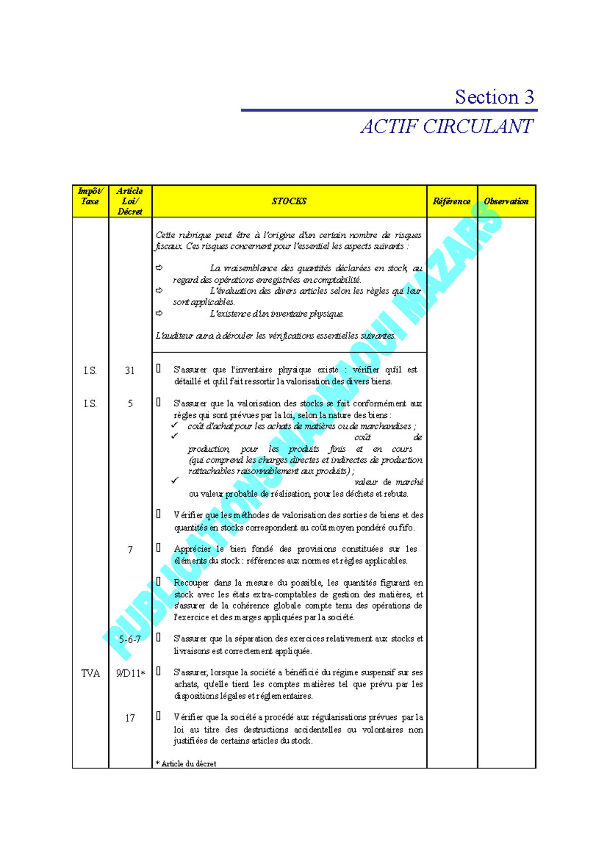 Section 3- Actif Circulant - Section 3 ACTIF CIRCULANT Impôt/ Taxe ...