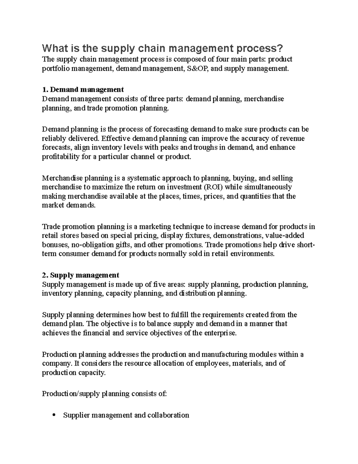 Supply chain management process - 1. Demand management Demand ...