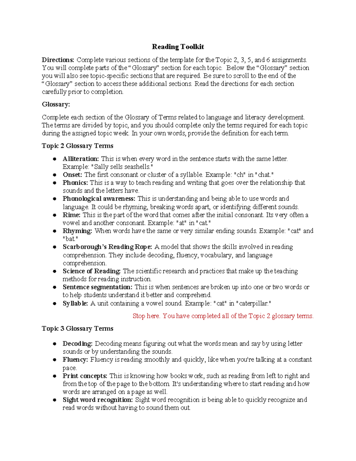 Reading Toolkit 4 - Assignment - Reading Toolkit Directions: Complete various sections of the ...