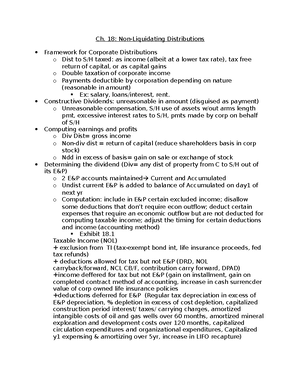 Ch 20 tax cheat sheet - Lecture Summary - Flow-Through Entities (aka ...
