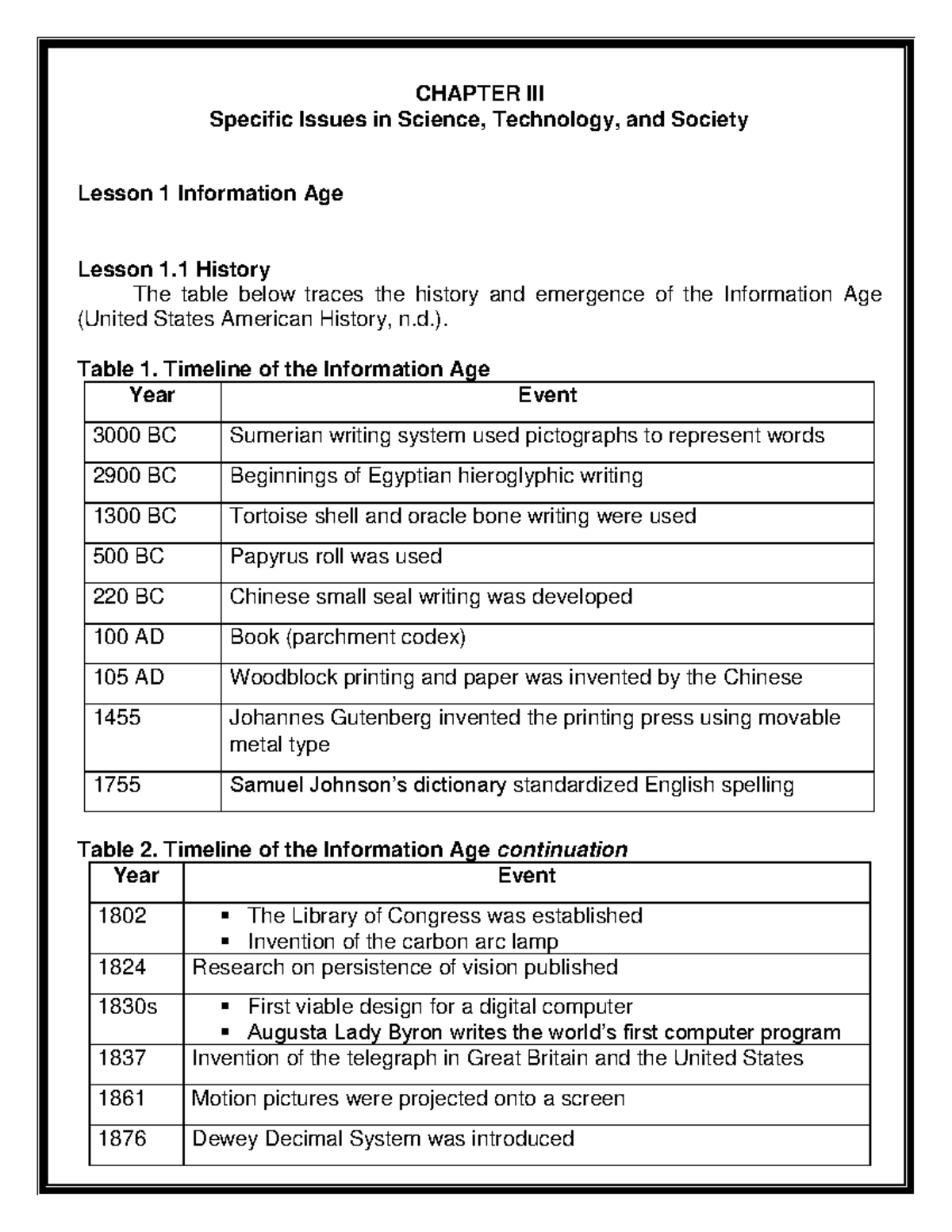 STS - Science, Technology, and Society - CHAPTER III Specific Issues in Science, Technology, and ...