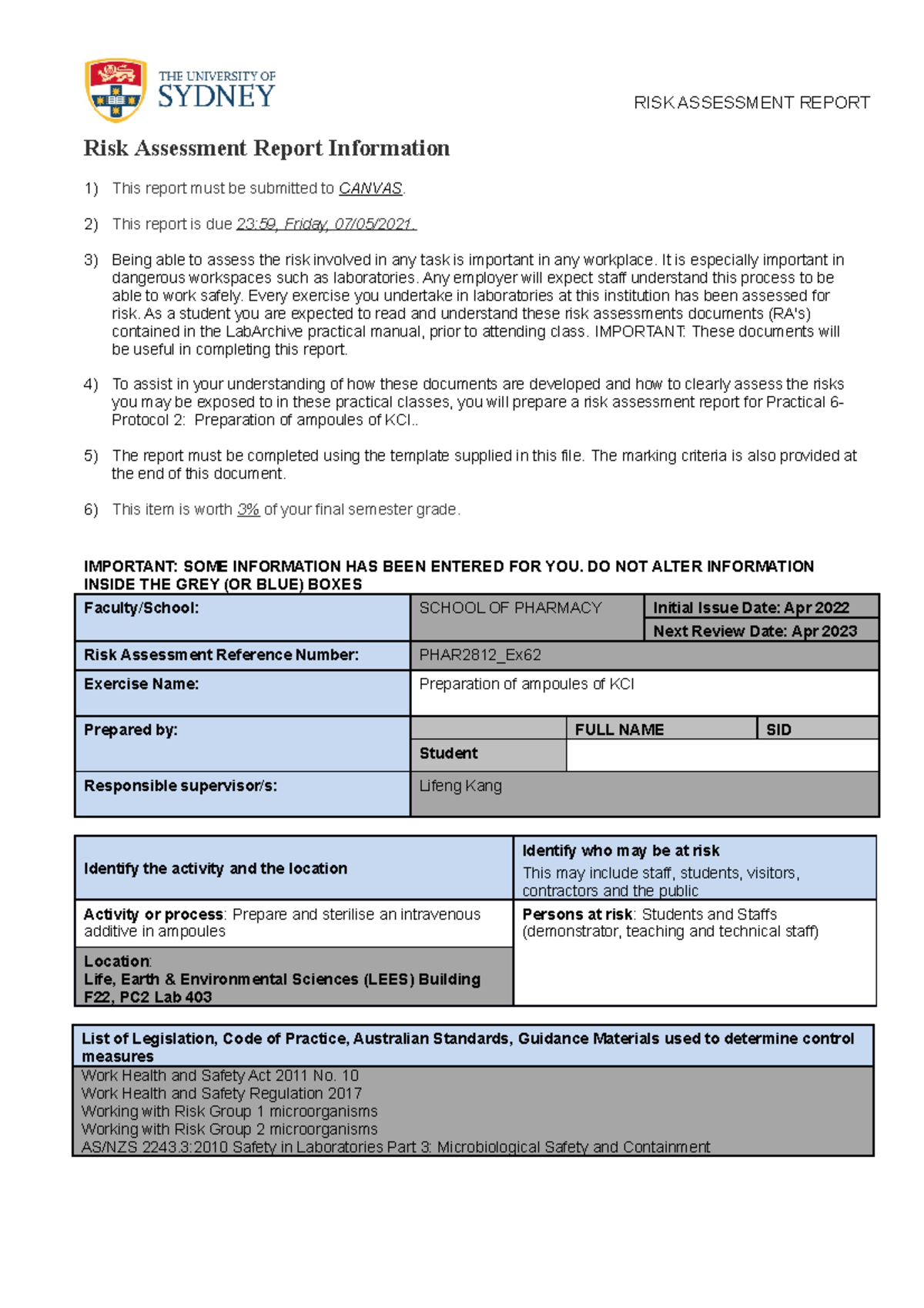 Risk Assessment Report - RISK ASSESSMENT REPORT Risk Assessment Report ...