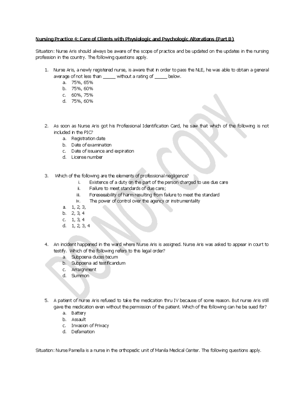 nursing notes practice - Nursing Practice 4: Care of Clients with ...