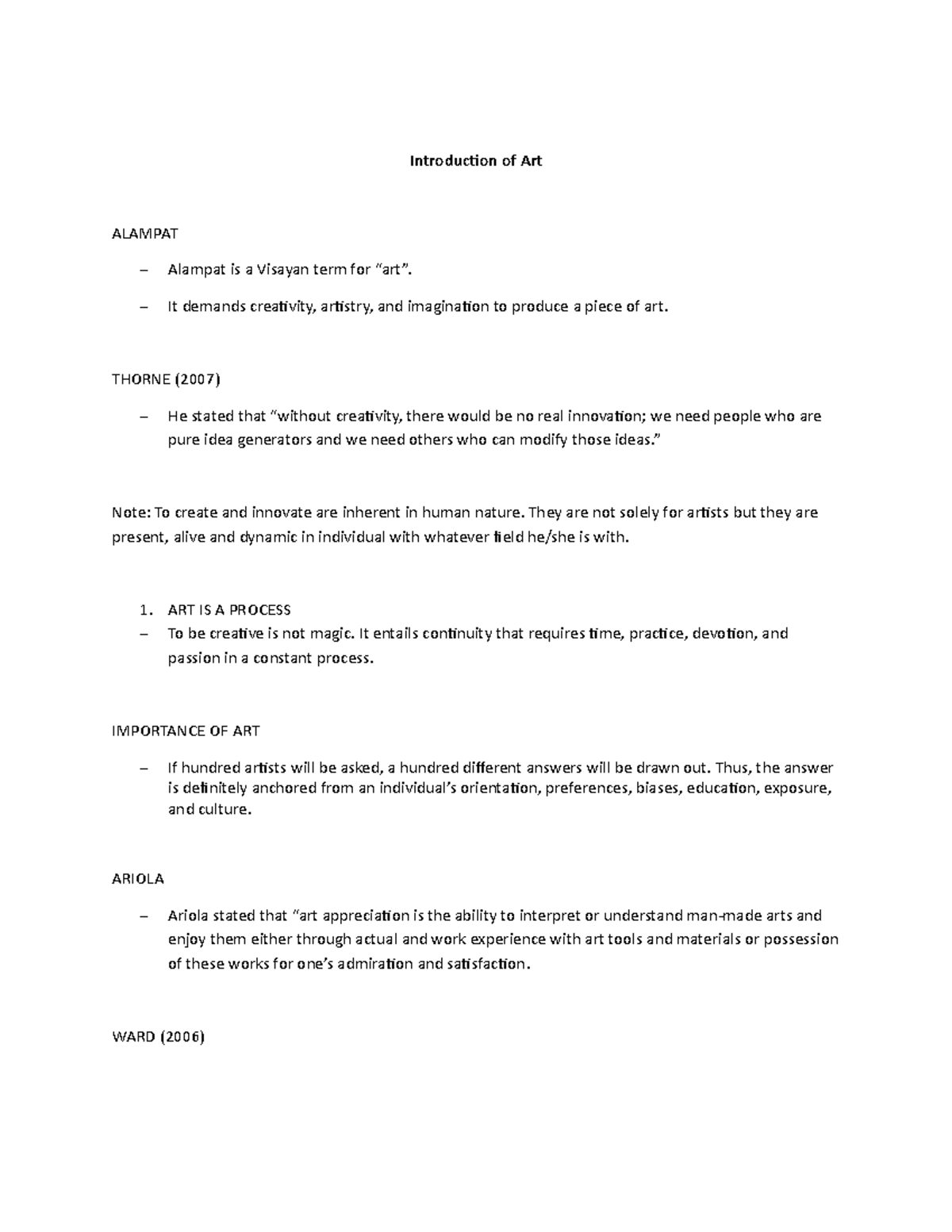 Introduction of Art - Introduction of Art ALAMPAT Alampat is a Visayan ...