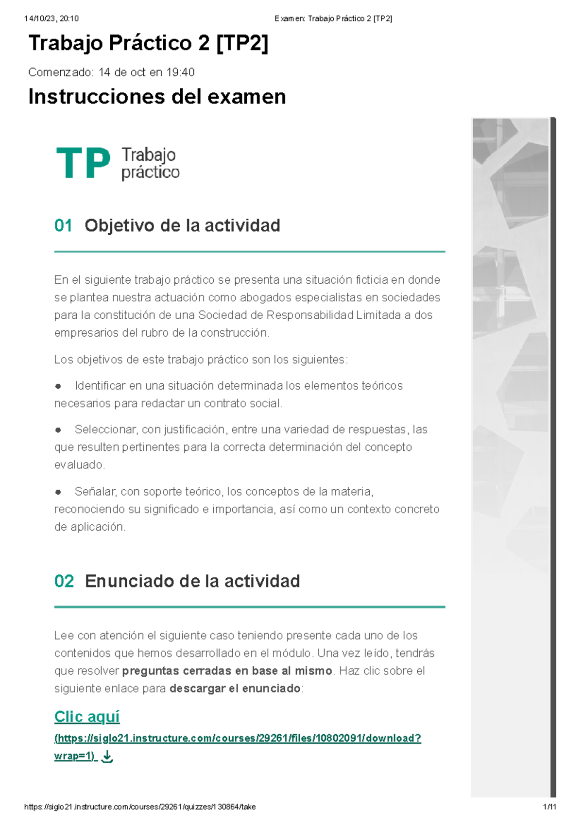 TP2 100% Sociedades - Trabajo Práctico 2 [TP2] Comenzado: 14 de oct en 19: Instrucciones del ...