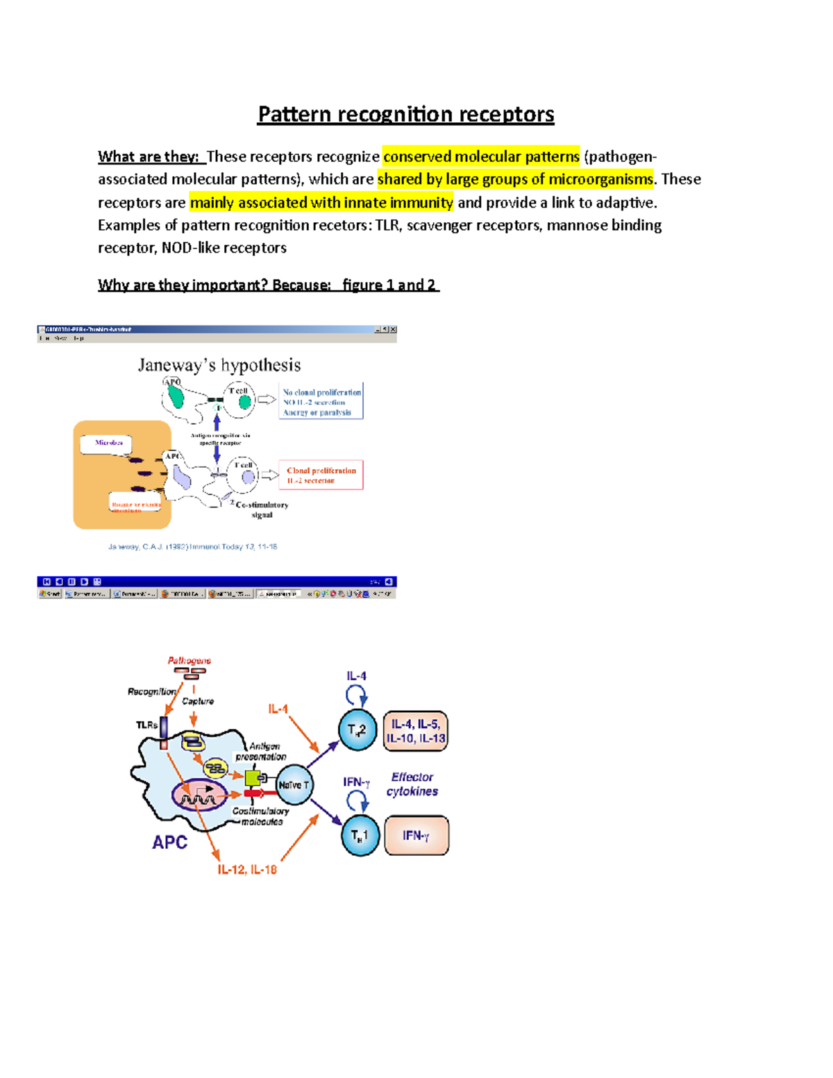 Pattern recognition receptor lecture summery modified - Pattern ...