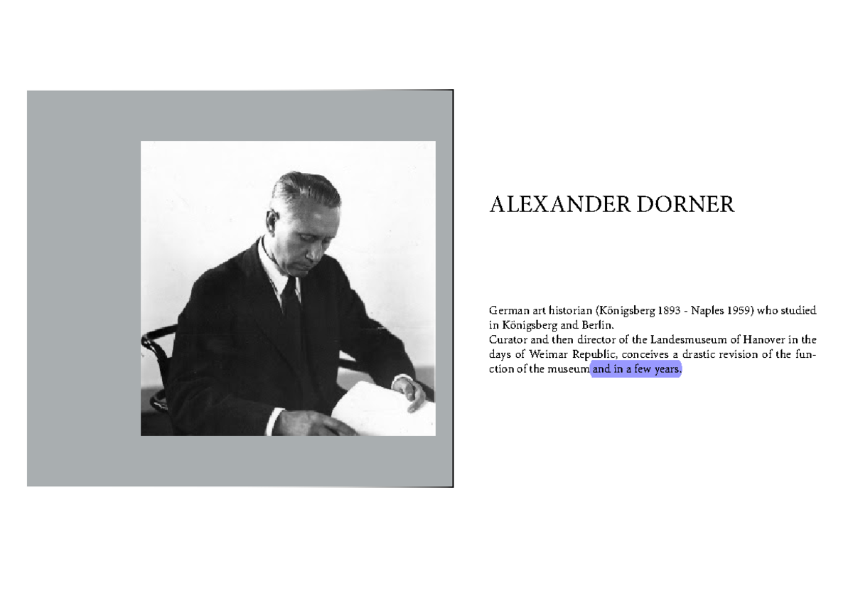 Alexander Dorner Curato DA Giulia Profeti - ALEXANDER DORNER German art historian (Königsberg ...