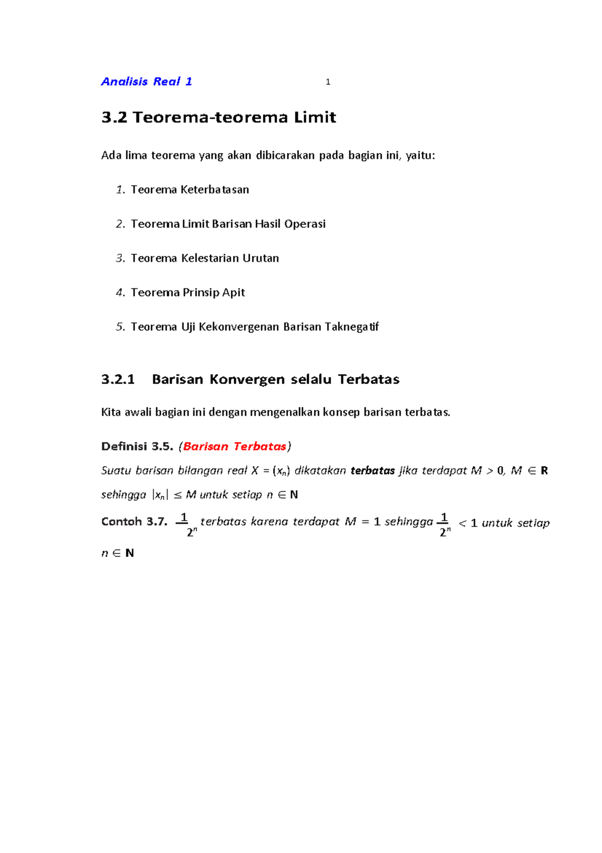 teorema teorema limit - 3 Teorema-teorema Limit Ada lima teorema yang akan dibicarakan pada ...