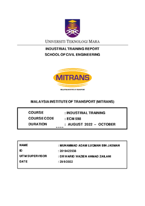 Chapter 1 - Industrial Training Report Example: Construction Site ...