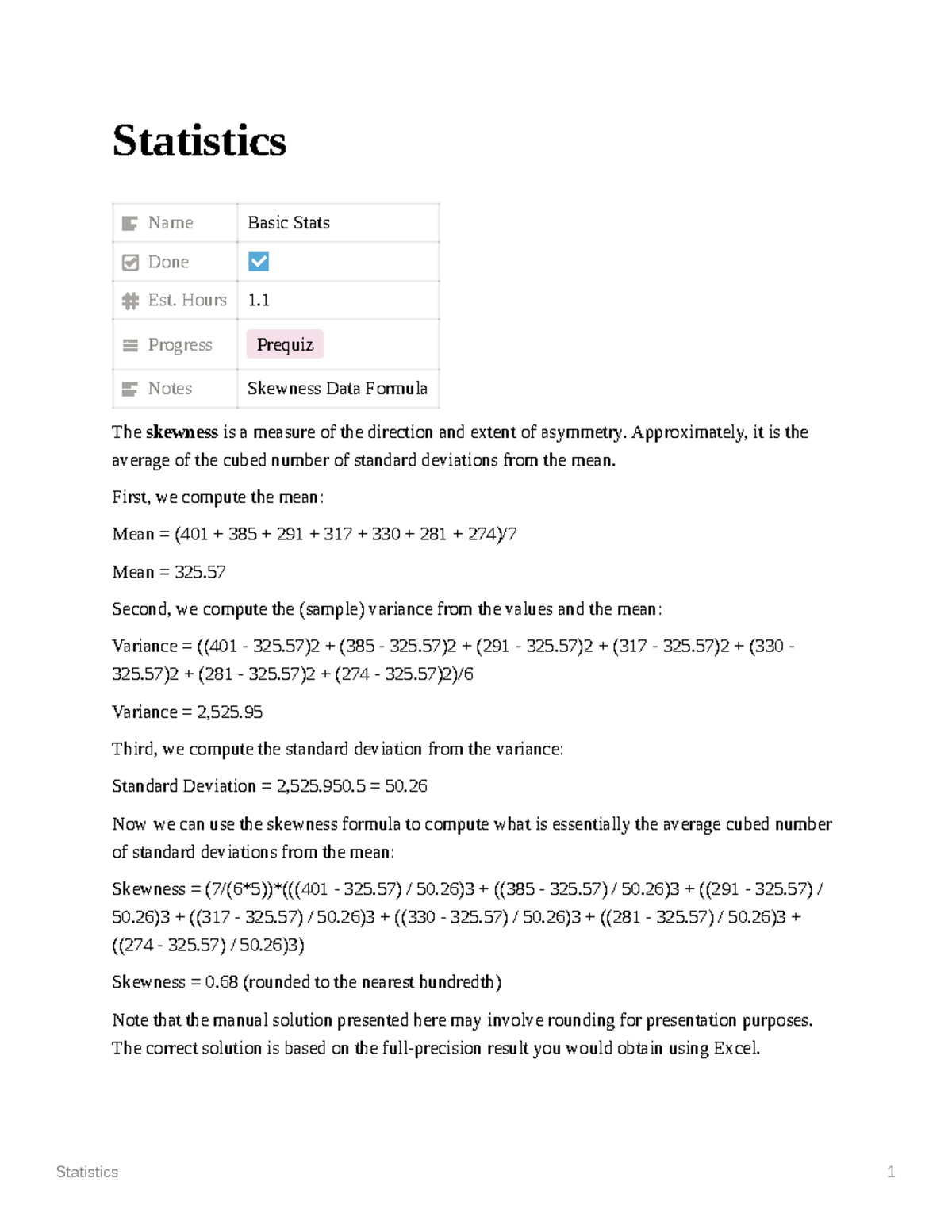 Statistics - math stats notes - Statistics 1 Statistics Name Basic ...
