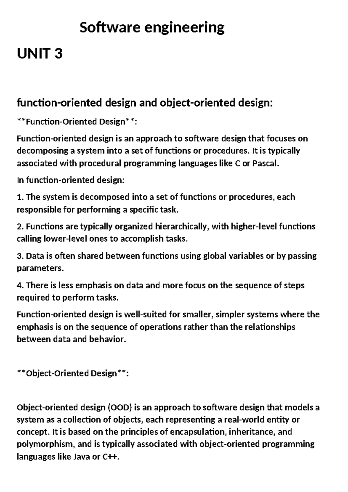 Software engineering unit 3 - Software engineering UNIT 3 function-oriented design and - Studocu