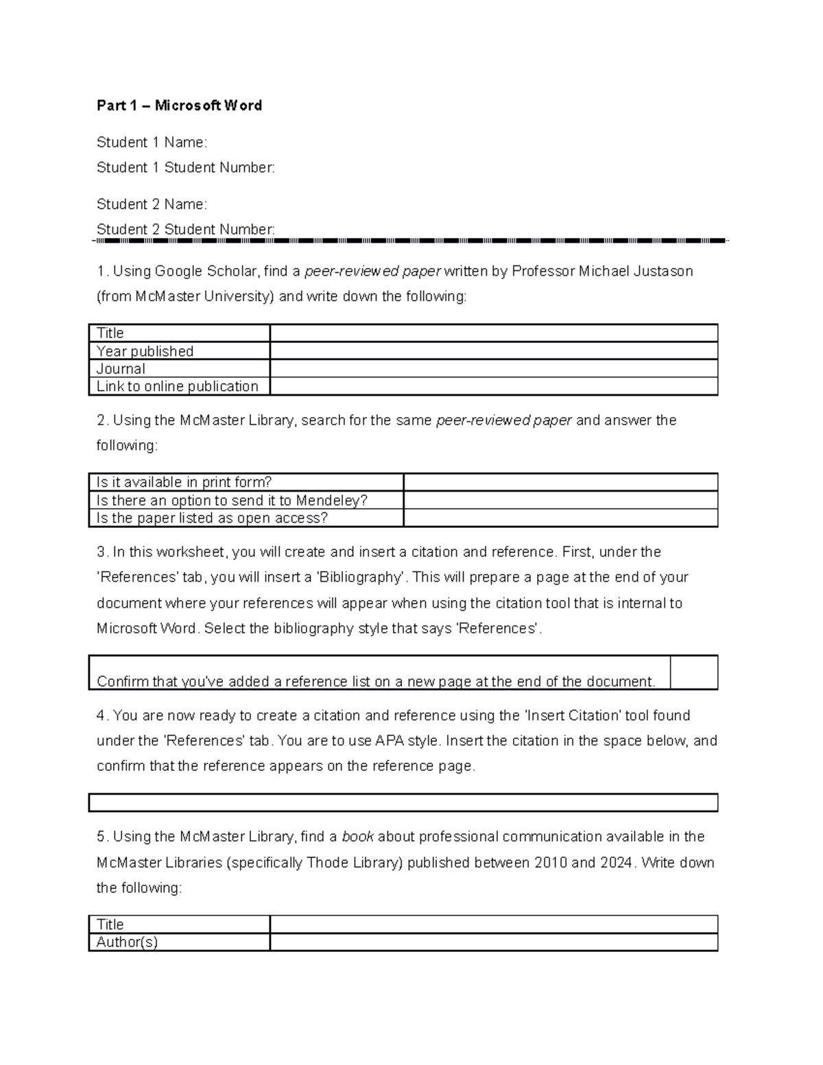 Gentech 1PC3 Tutorial 2 Activity, Part 1 - Part 1 – Microsoft Word Student 1 Name: Student 1 ...
