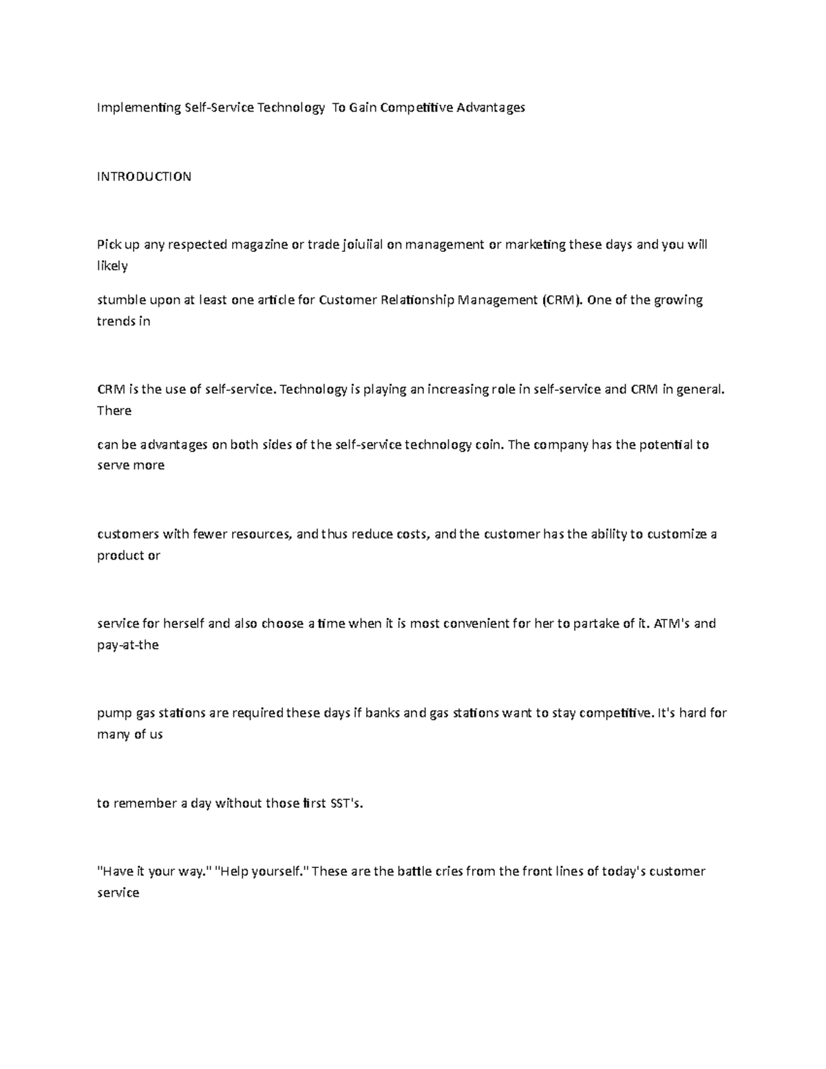 Implementing Self-Service Technology To Gain Competitive Advantages ...