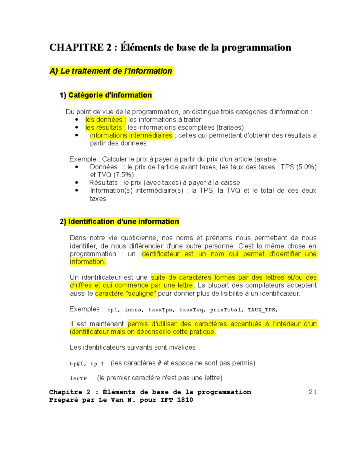 Chapitre 2 - C'est une introduction à la boucle for, do while et while. - CHAPITRE 2 : Éléments ...