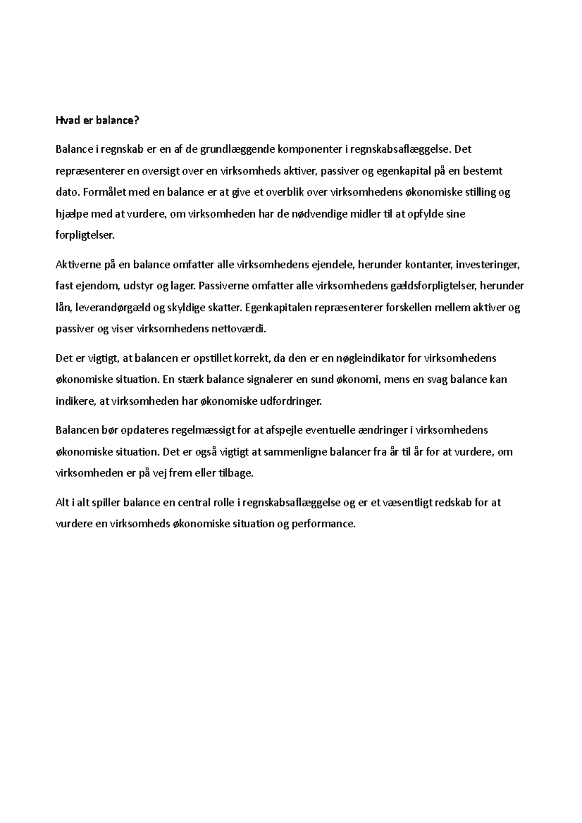 Noter til balance - Hvad er balance? Balance i regnskab er en af de ...