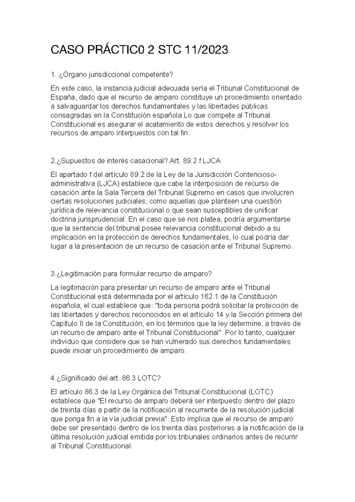Caso Práctico 2 STC 11 - CASO PRÁCTIC0 2 STC 11/ ¿Órgano jurisdiccional ...