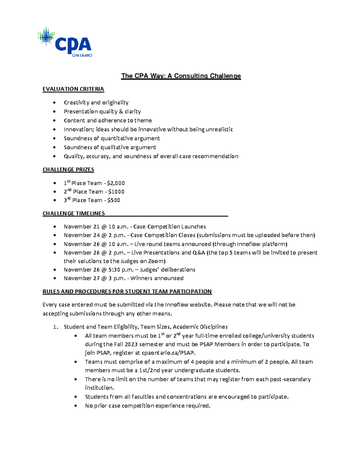 Rules and Guidelines - The CPA Way: A Consulting Challenge EVALUATION ...