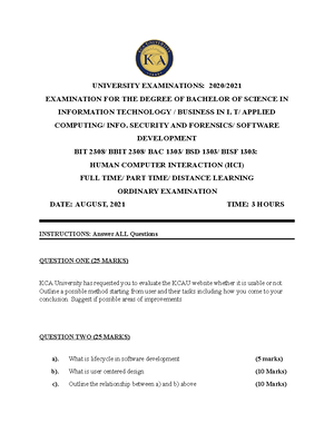 OOP Assignment - OBJECT ORIENTED PROGRAMMING KCAU BBIT 2 TOWN CAMPUS QUESTION ONE (a ...