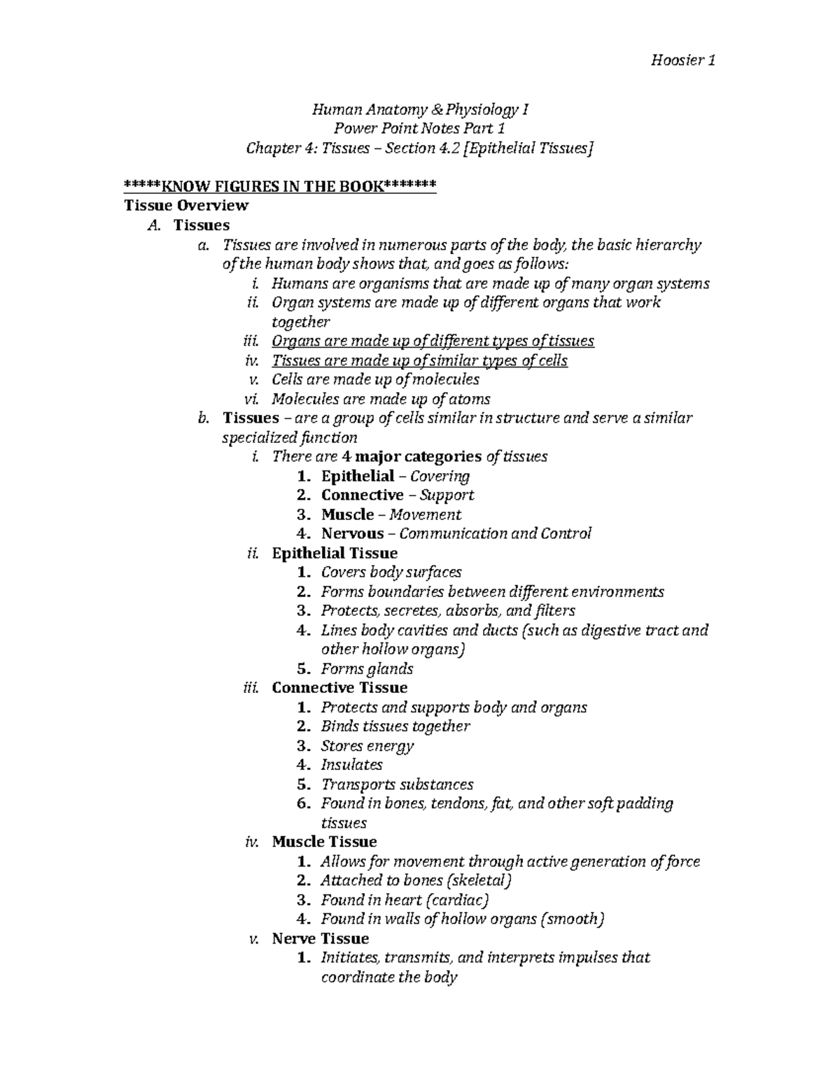 Ch. 4 Power Point Notes Pt. 1 - Human Anatomy & Physiology I Power ...