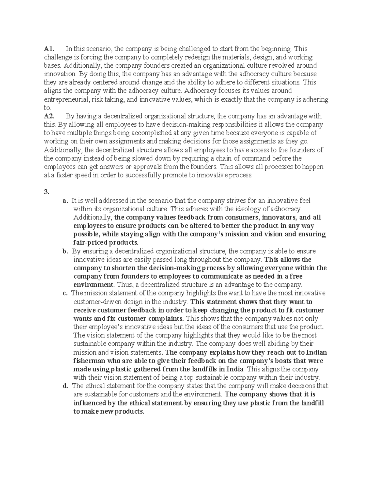 D081 Task 1 - task 1 passed - A1. In this scenario, the company is ...