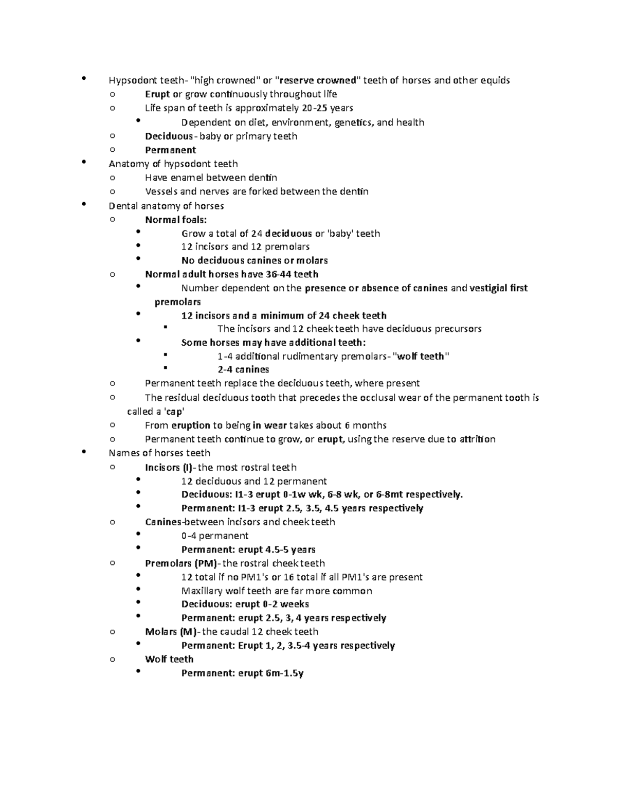 Equine Dentition - Lecture notes 1 - Hypsodont or teeth of horses and ...