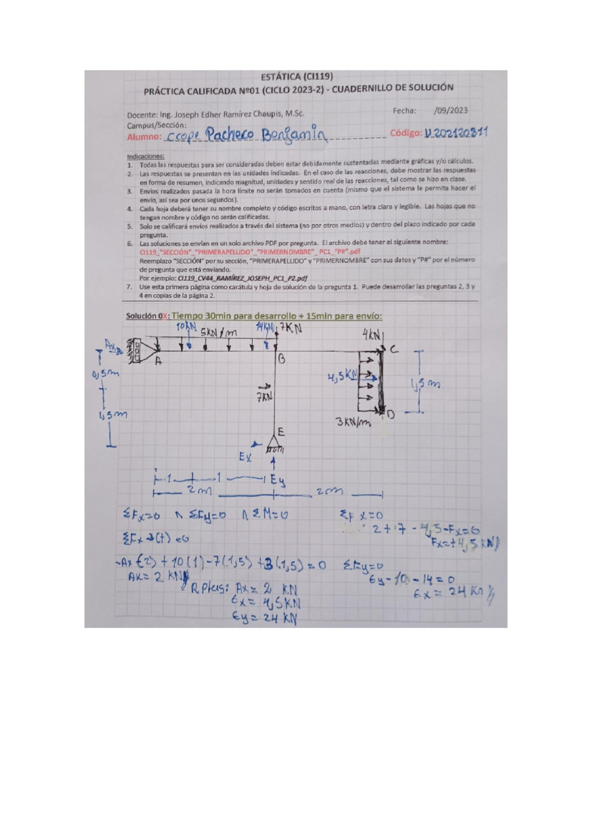 Practica calificada 1 - Estática - Studocu
