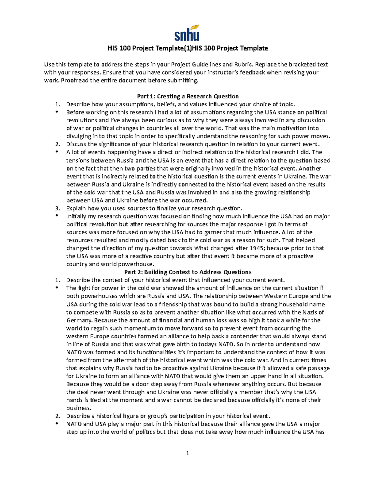 History 100 Project Final - HIS 100 Project Template(1)HIS 100 Project ...